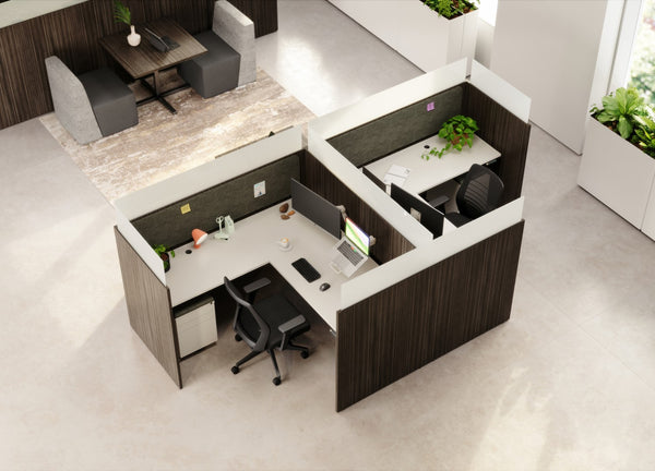 Skyline Height-Adjustable L-Shape Desks | Modular Office Panel System